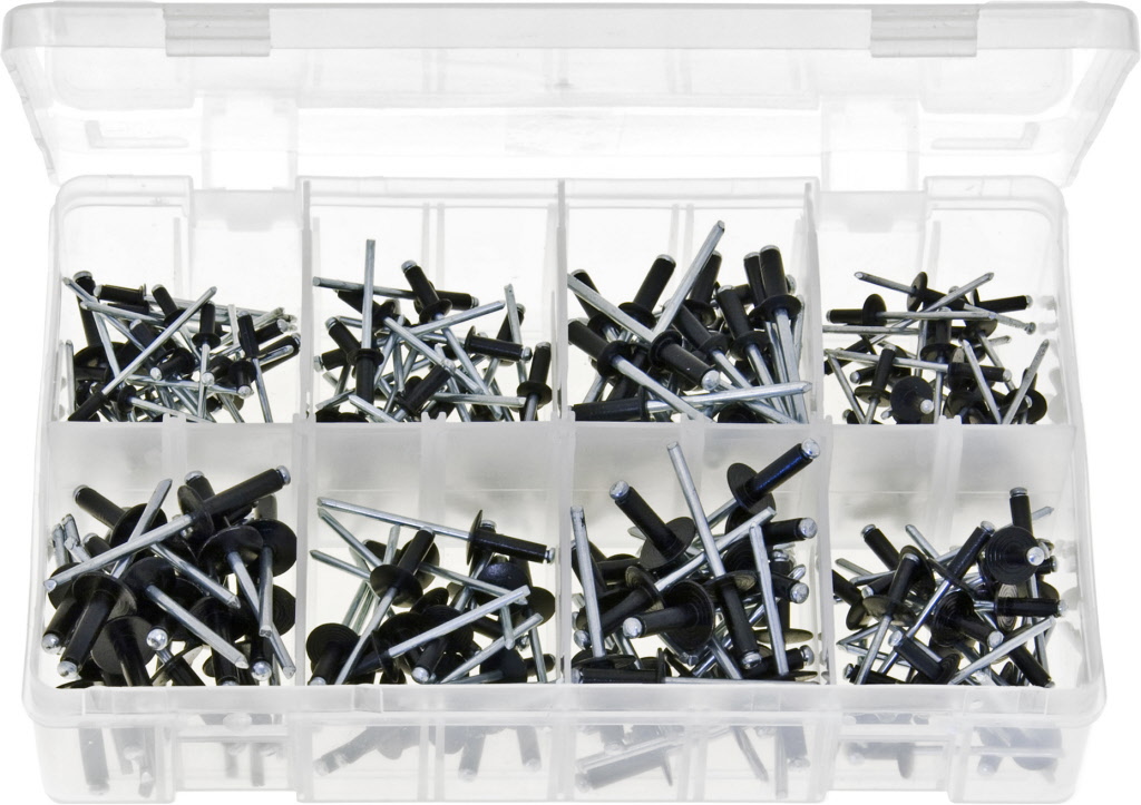 Assorted box black aluminium rivets