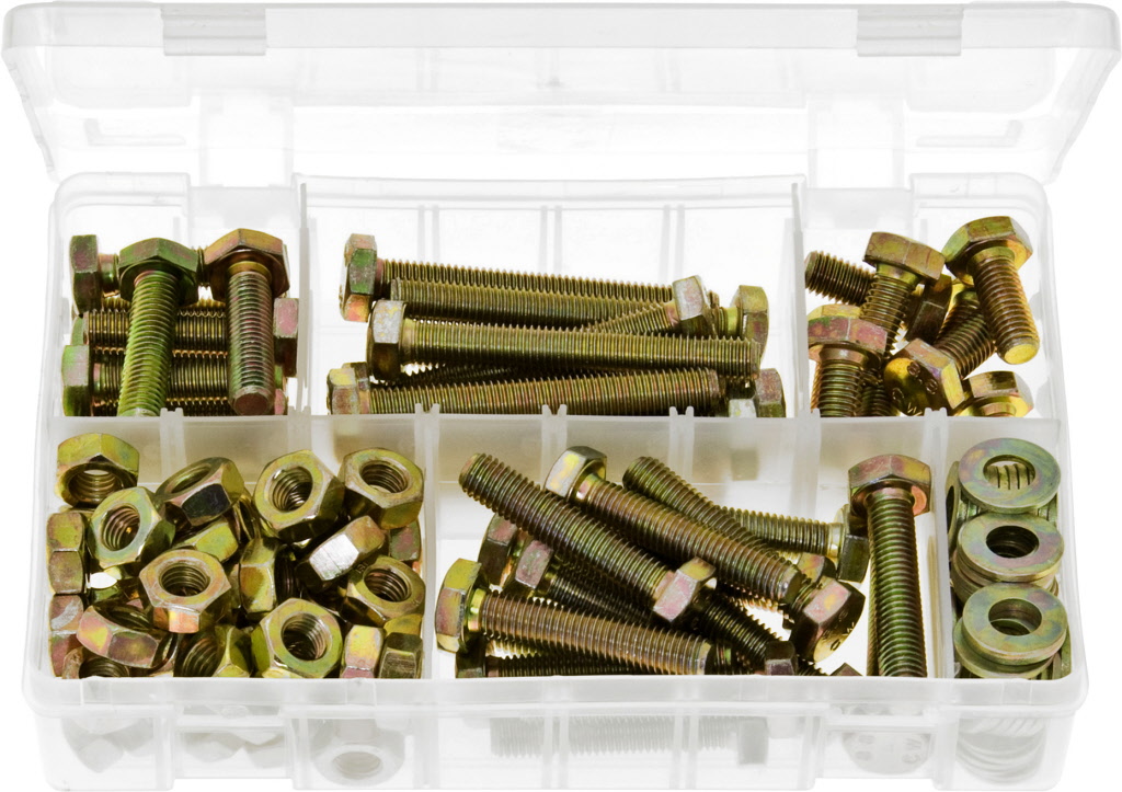 M10 setscrews nuts and washers zinc plated