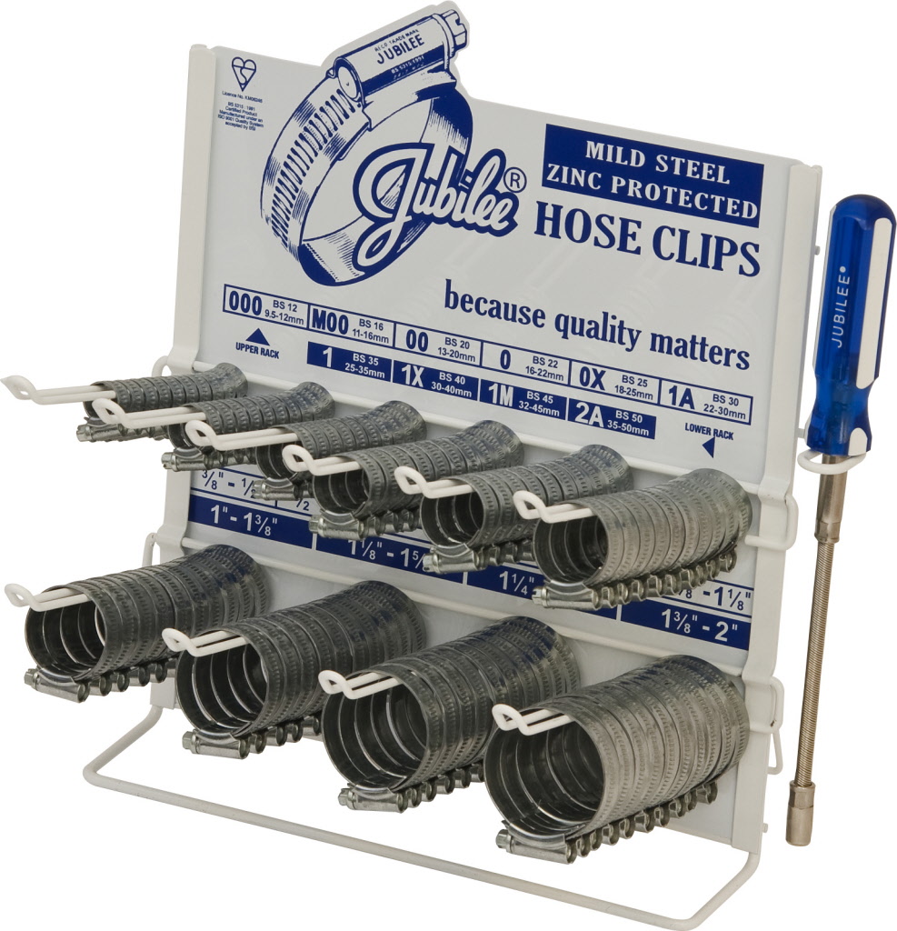 Assorted hose clips on dispenser | JCS100